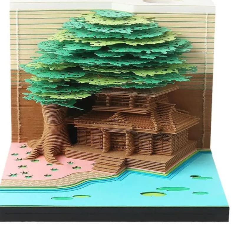 Sakura Tree Notepad 3D Art Treehouse Note Pad Organizer Block Memo Pad ...