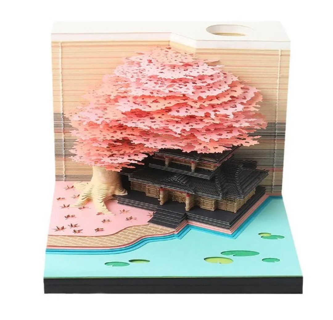 Sakura Tree Notepad 3D Art Treehouse Note Pad Organizer Block Memo Pad ...