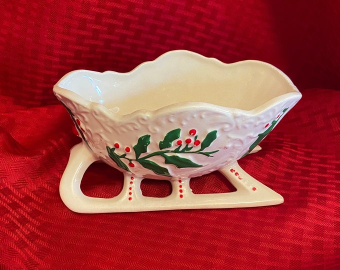Vintage NAPCO Holly Sleigh Candy Dish/decoration. - Etsy