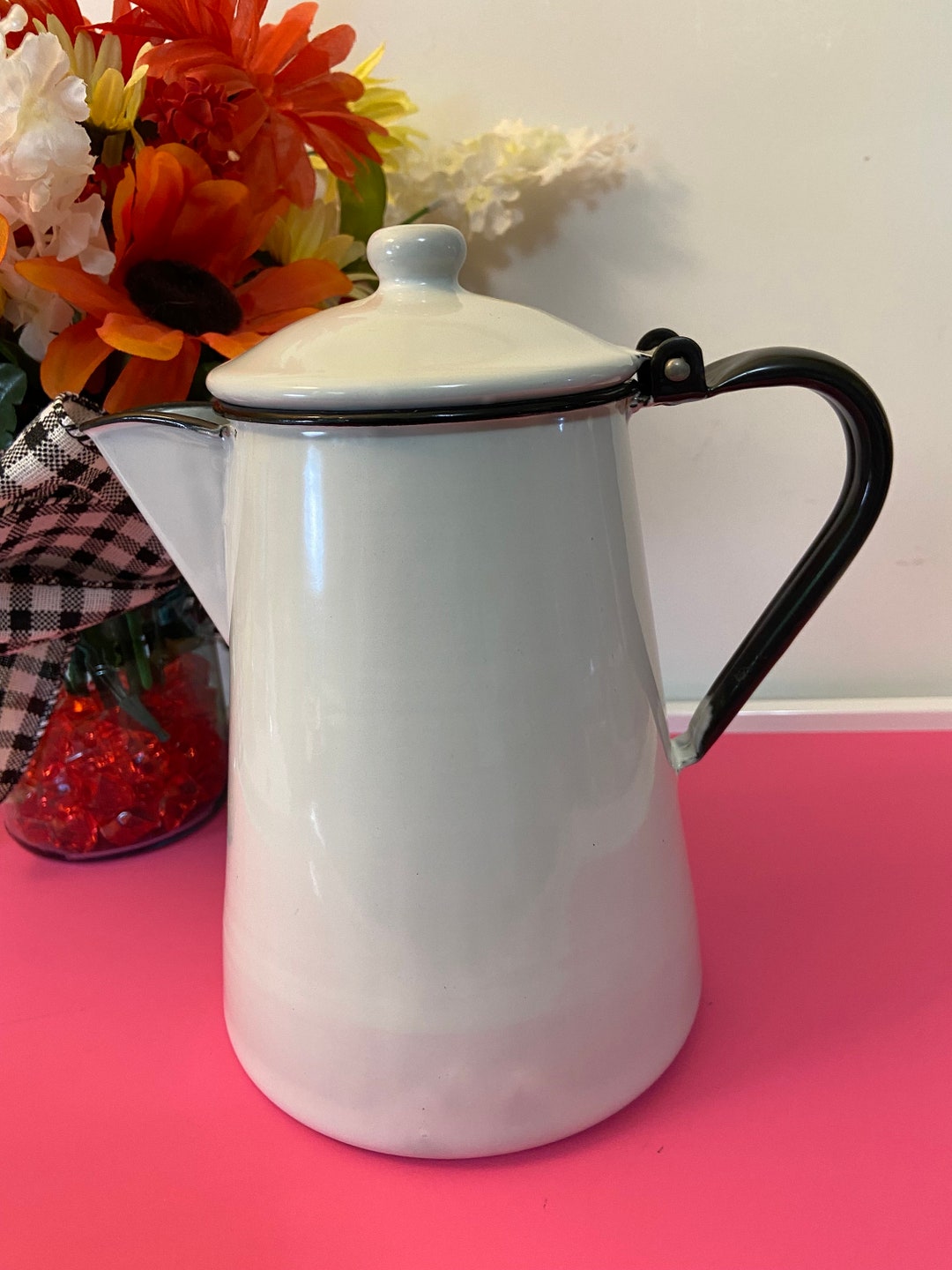 Vintage Enamelware Coffee Pot. Farmhouse Rustic Decor. Very Good ...