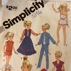 1981 Barbie Clothes Pattern. Simplicity #5356. Used, All Pieces Here ...