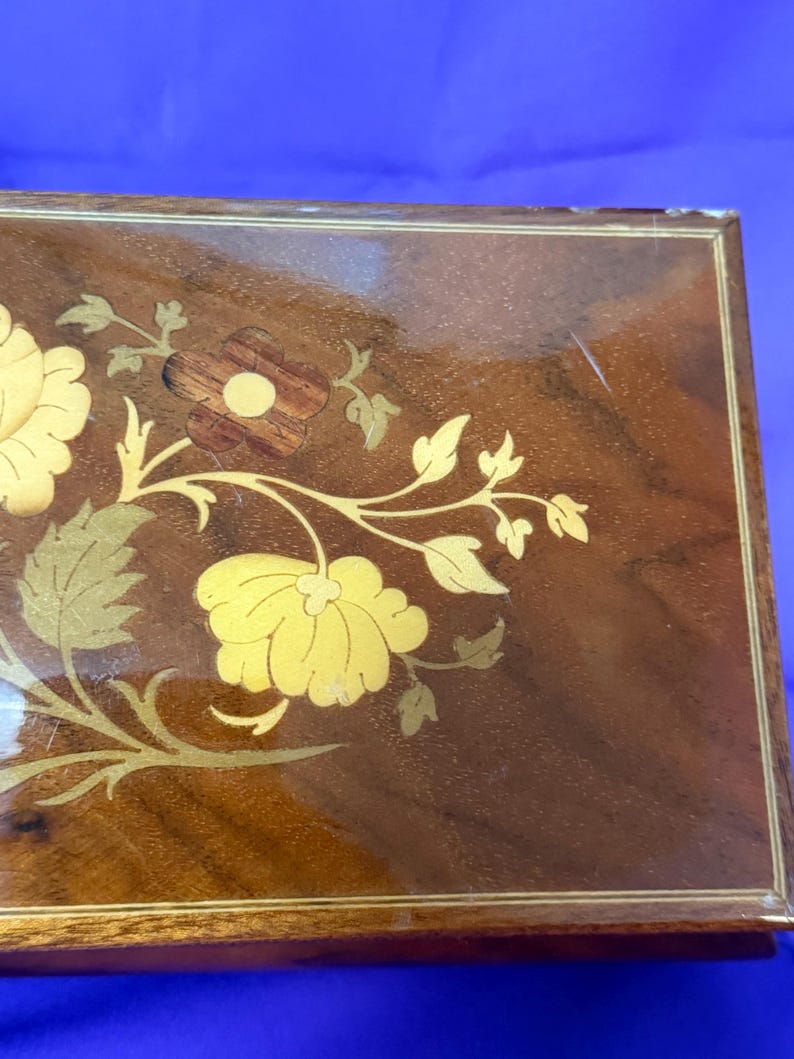 Vintage Italian Inlaid Wood Music Box, Plays "somewhere My Love" - Etsy