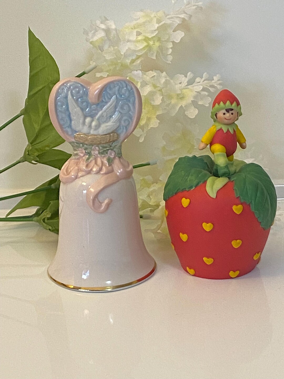 Lot of 2 Vintage Avon Bells. 1993 Strawberry and 1995 Love Birds. - Etsy