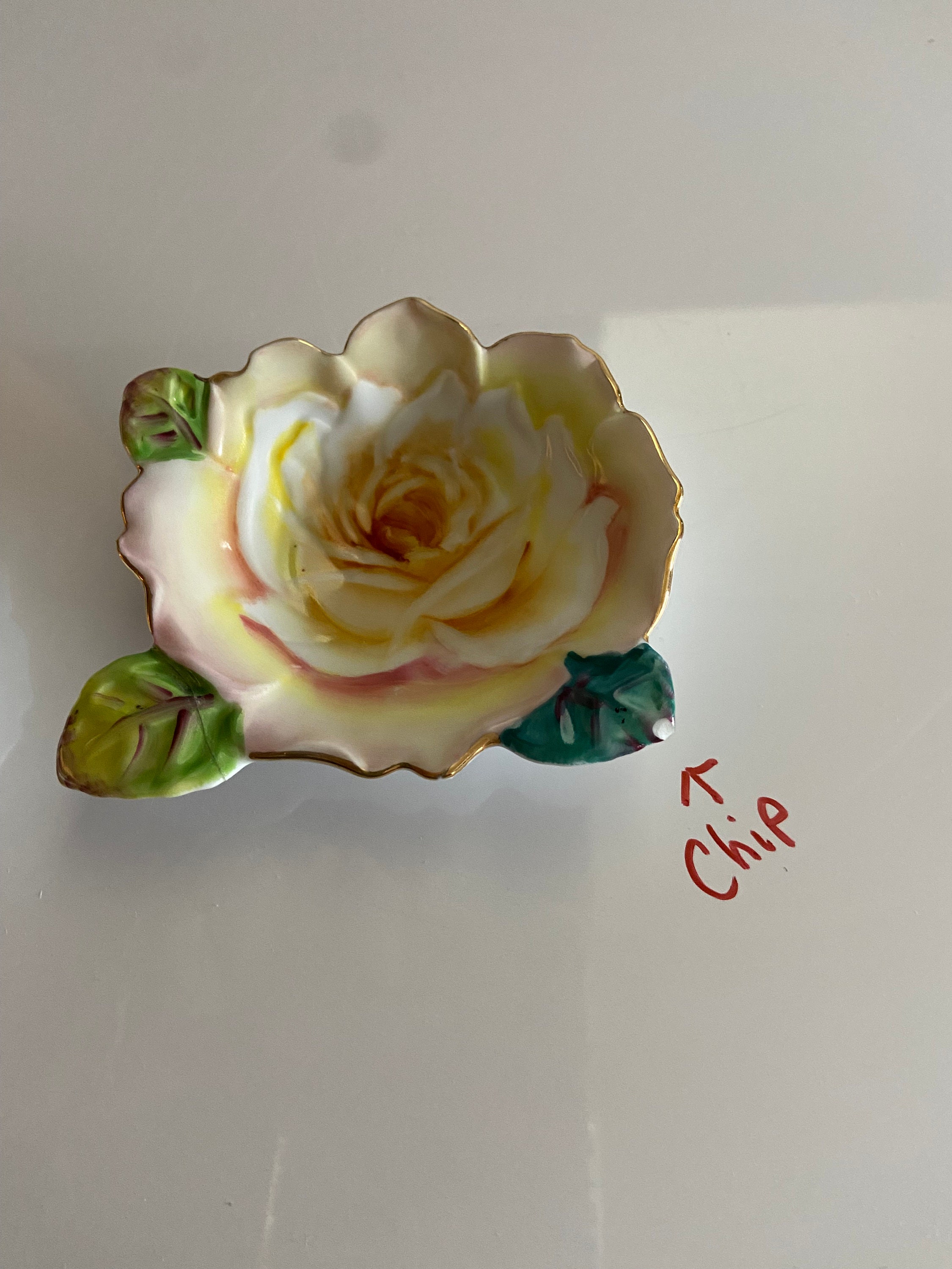 Set of 6 Vintage Lefton China, Rose Trinket Dishes Gold Trim, Hand ...