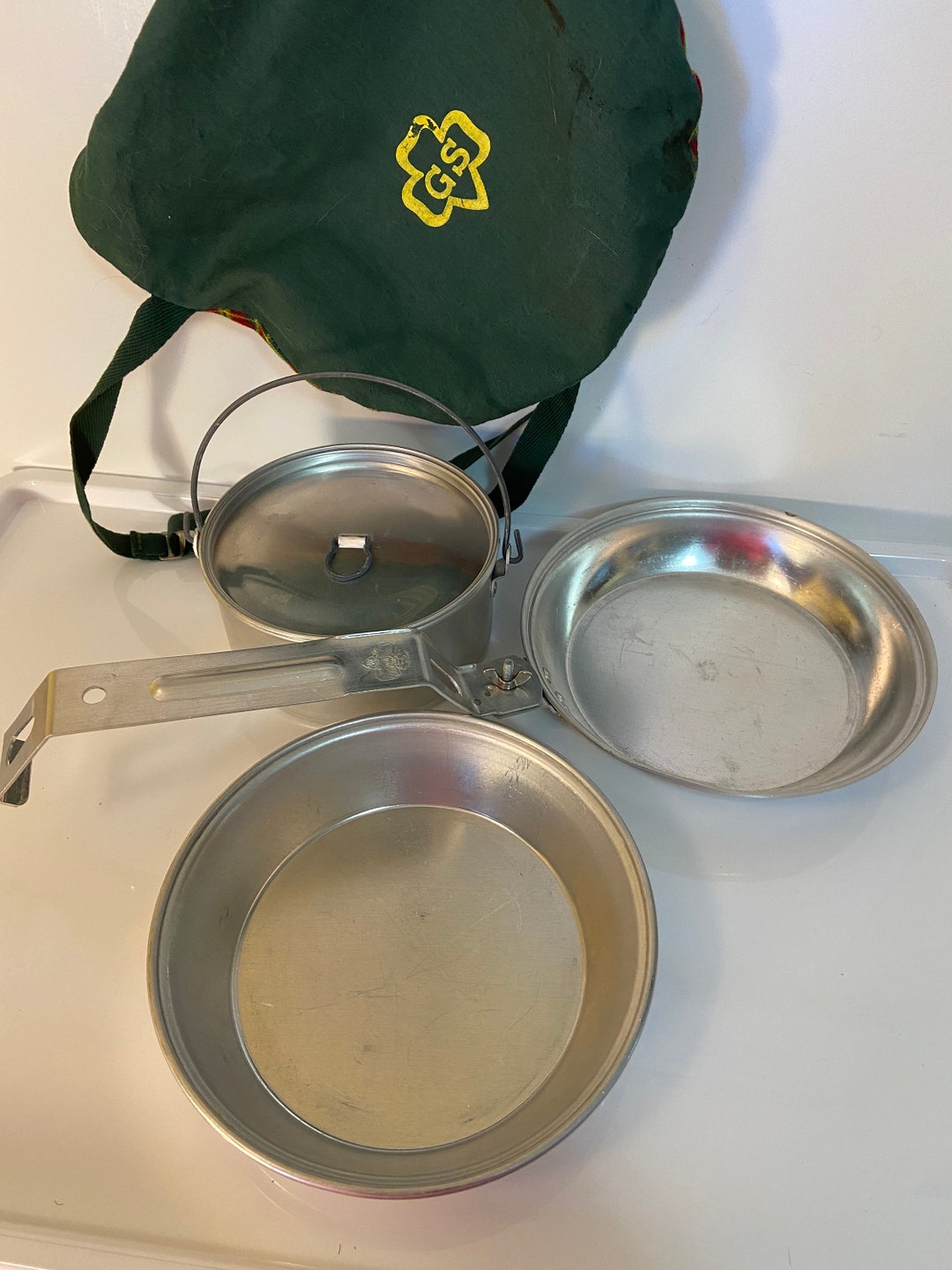1960s Vintage Girl Scout Metal Mess Kit With Plaid Bag. no Cup - Etsy