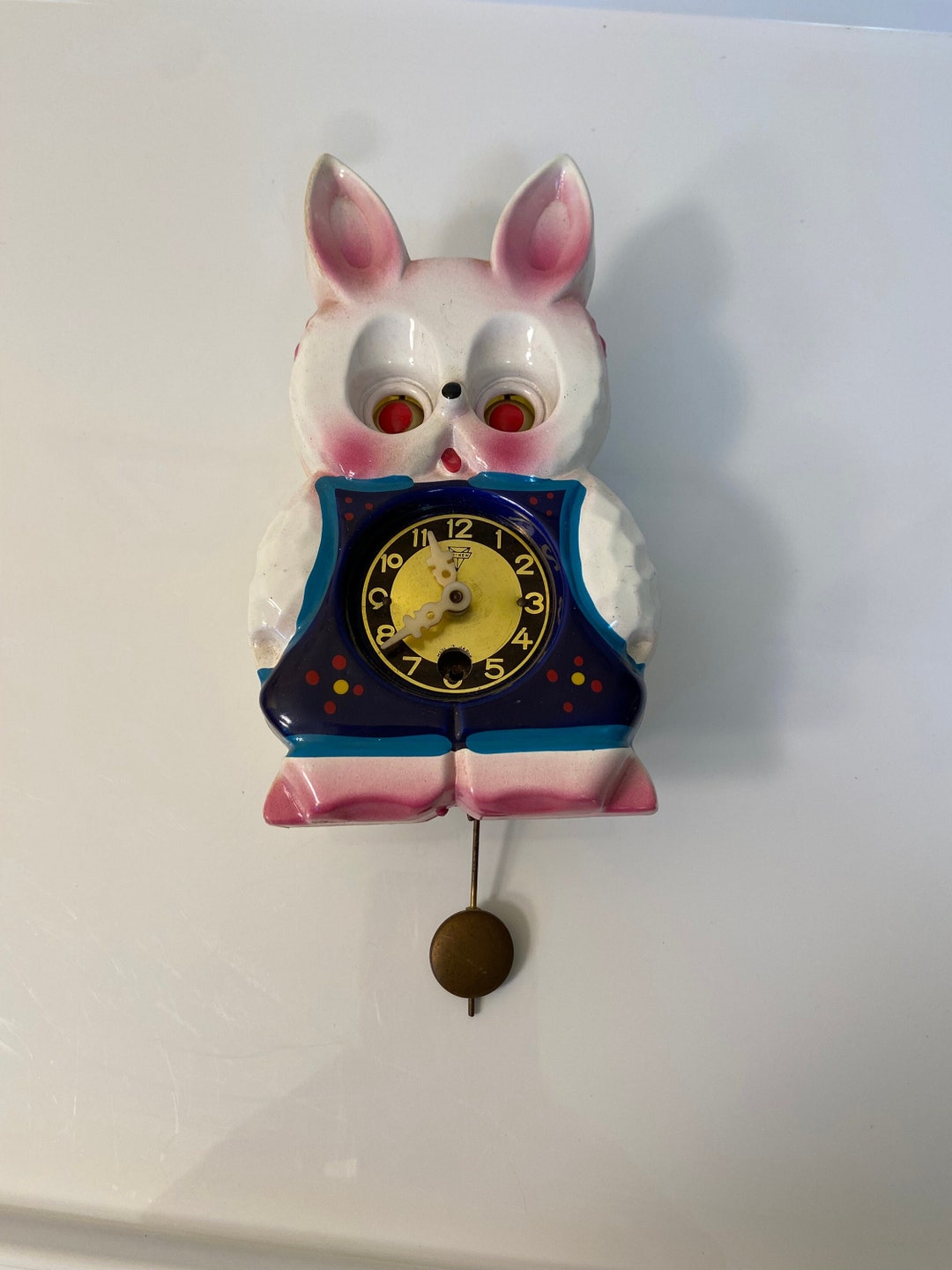 Mi-kin Wind up Bunny Clock With Pendulum and Moving Eyes. 1960s clock ...