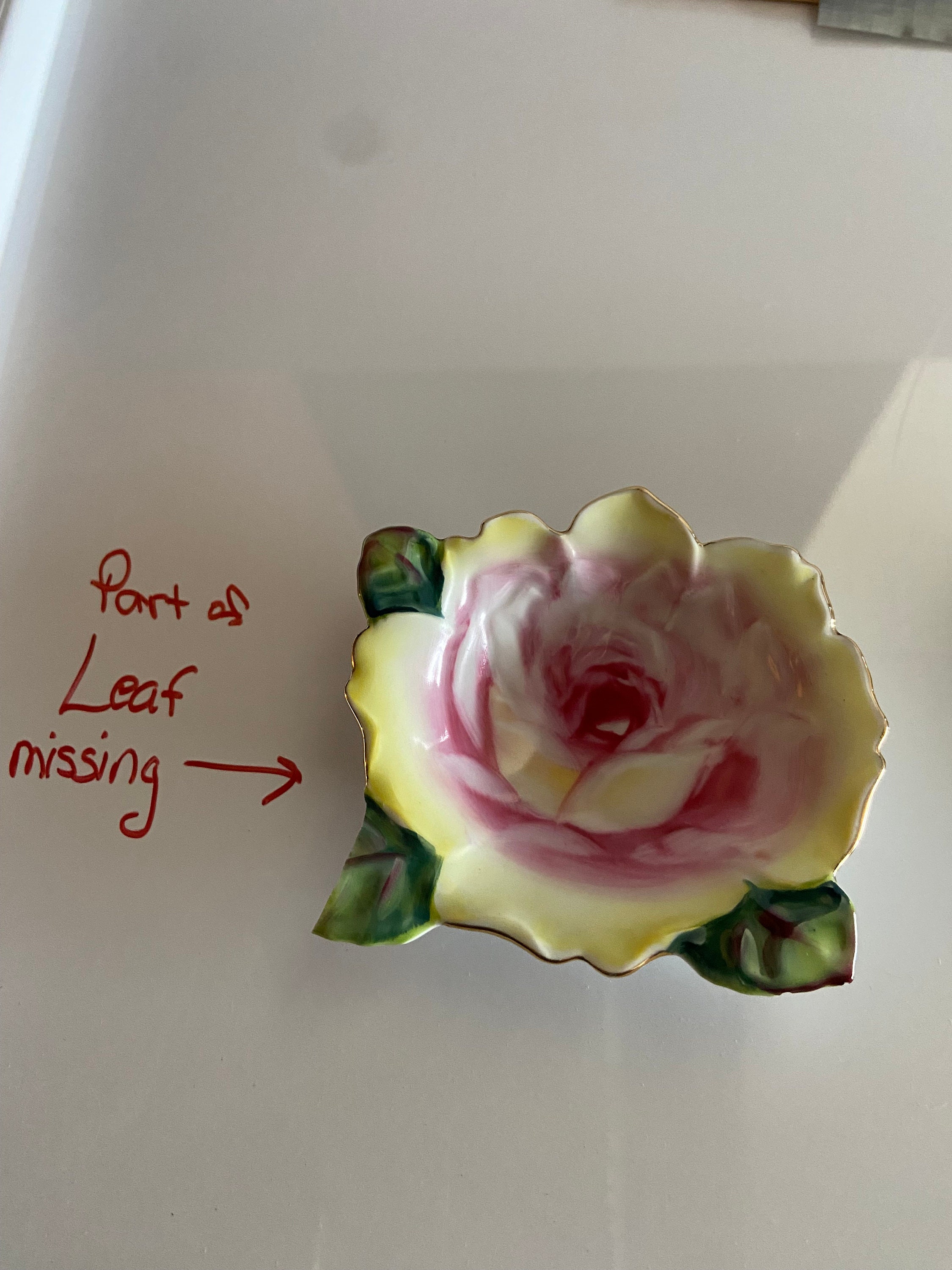 Set of 6 Vintage Lefton China, Rose Trinket Dishes Gold Trim, Hand ...