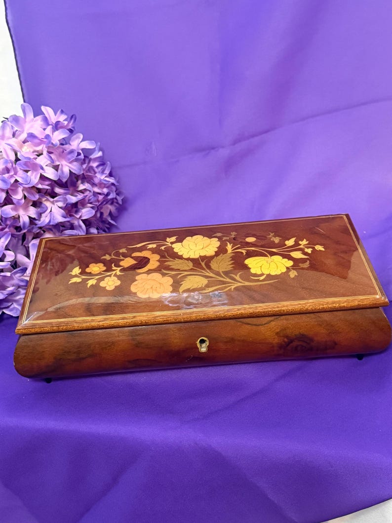 Vintage Italian Inlaid Wood Music Box, Plays "somewhere My Love" - Etsy