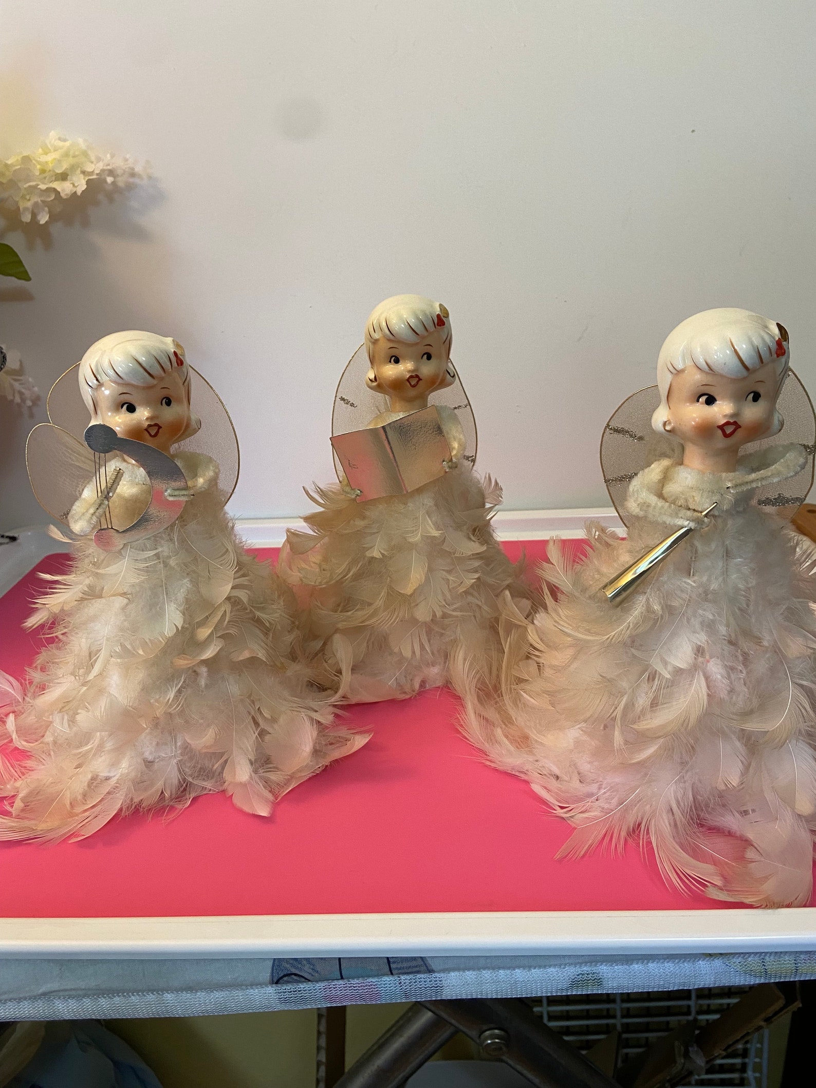 3 Vintage Holt Howard Pink Feather Angels. 7 Tall. Made 1950-1959. - Etsy