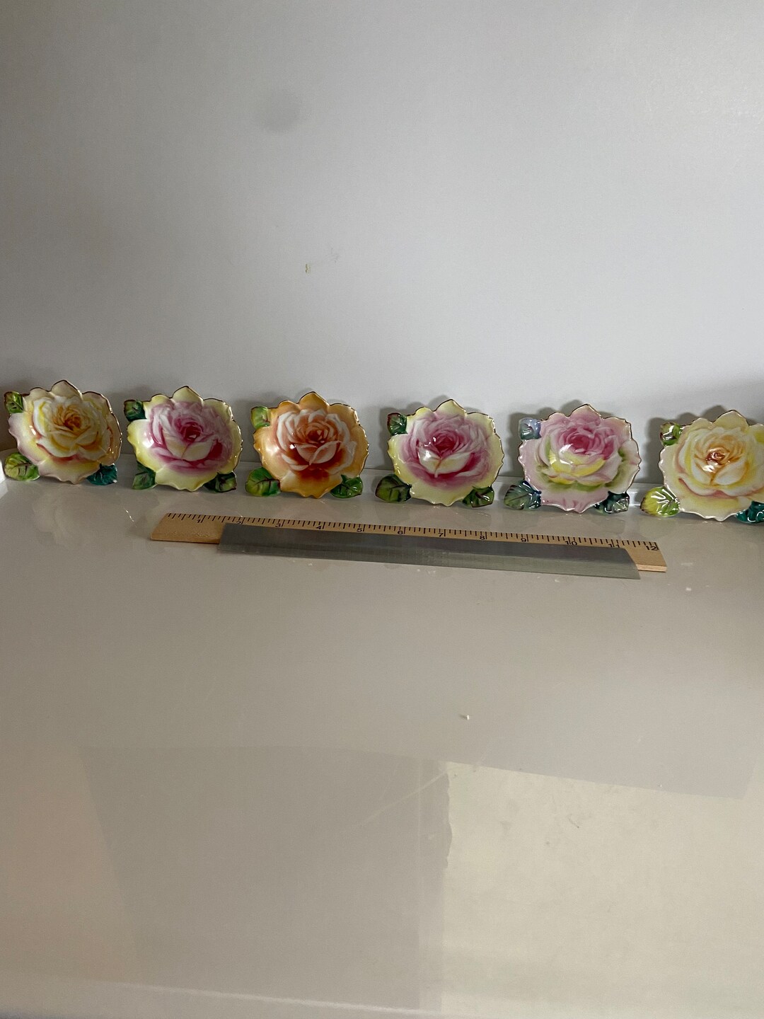 Set of 6 Vintage Lefton China, Rose Trinket Dishes Gold Trim, Hand ...