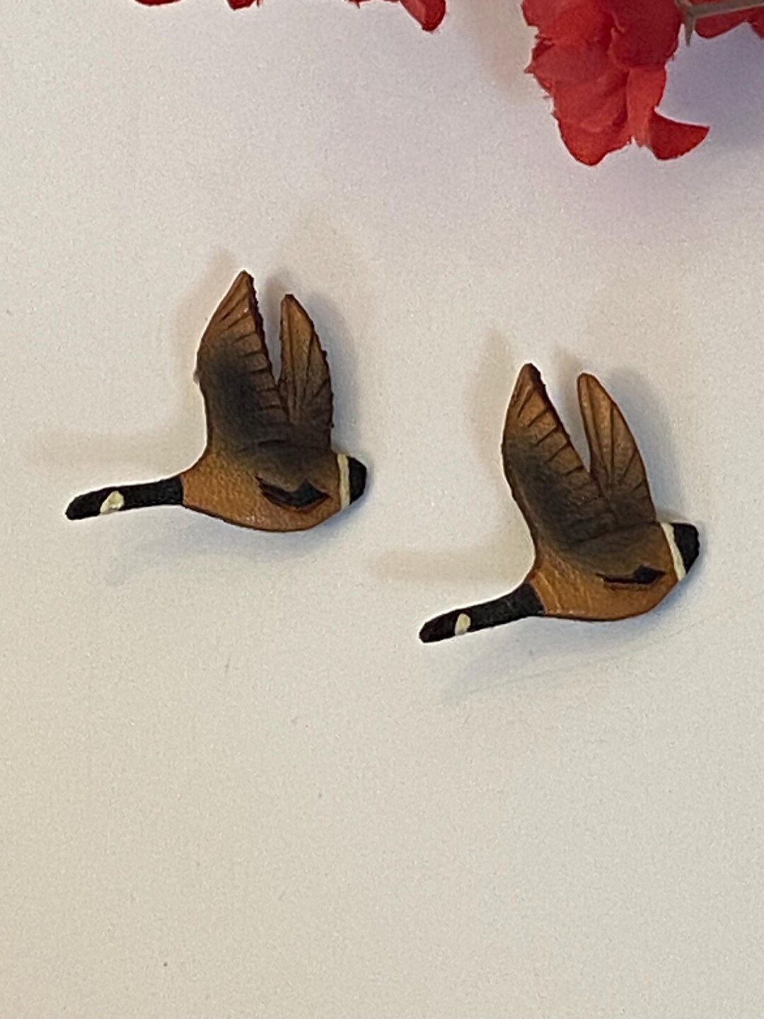 Lot of 2, Flying Canadian Geese Pins. Hand Made, Leather. - Etsy