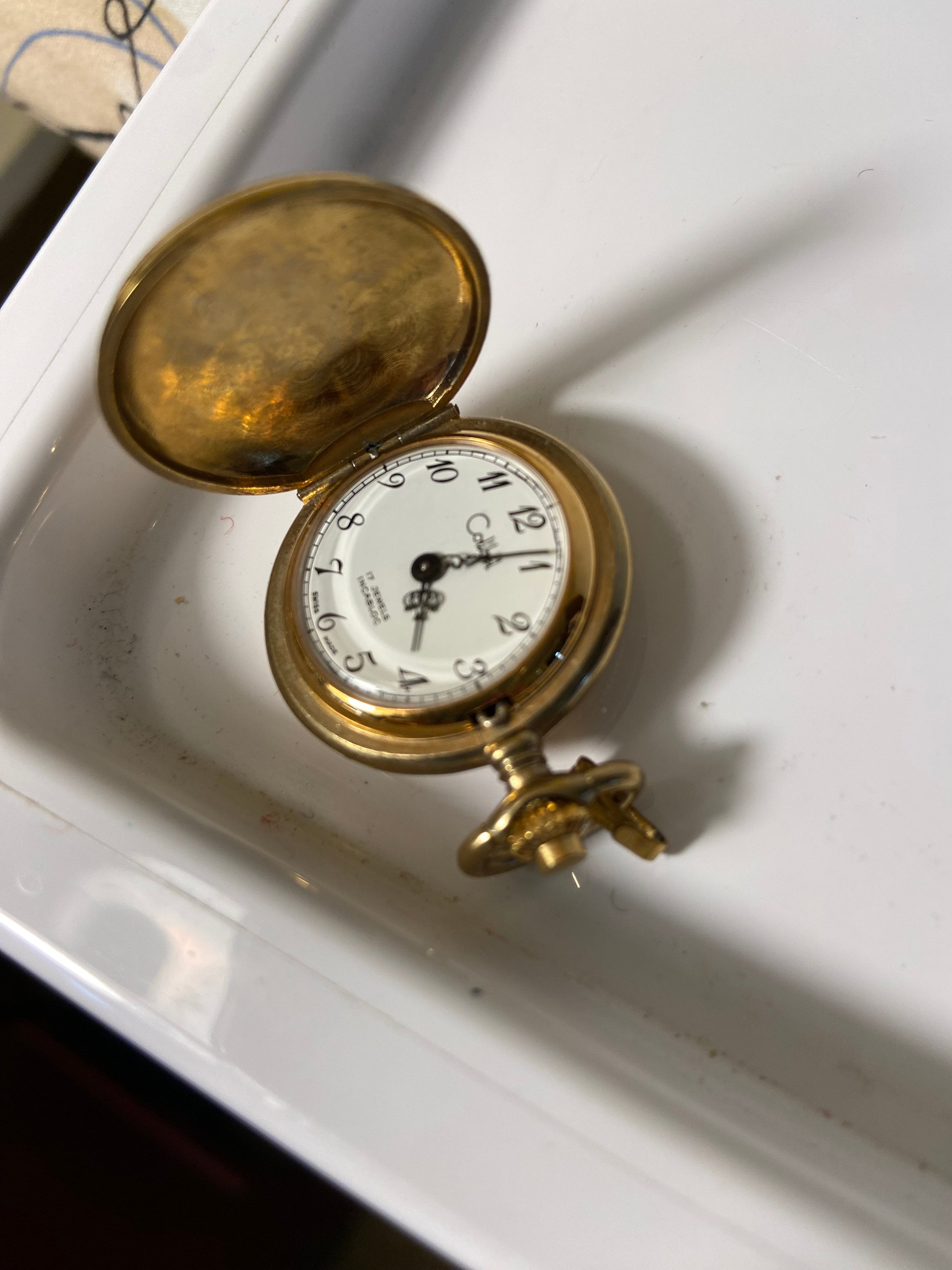 Small Gold Toned COLIBRI Mechanical Pocket Watch, 27 Jewels, Incabloc ...