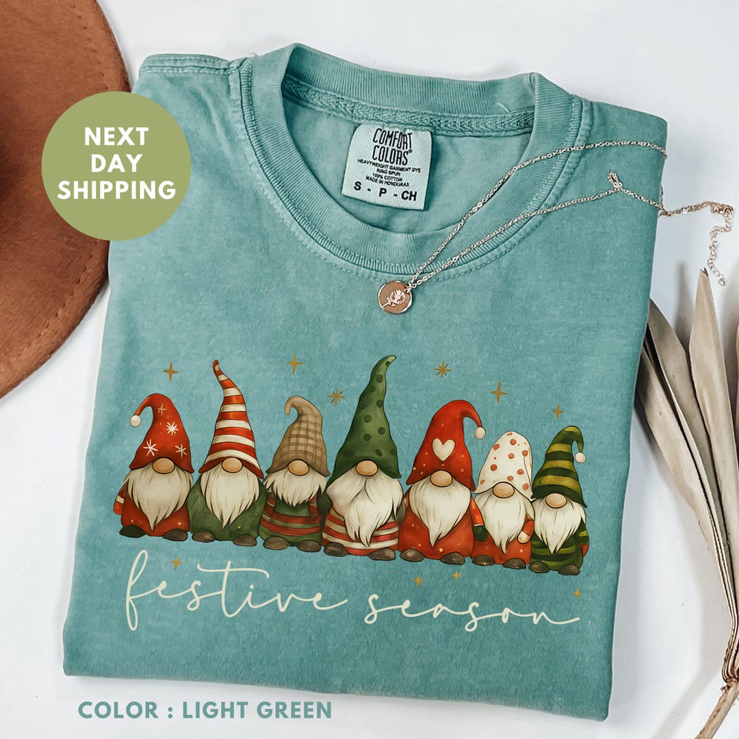 Vintage Christmas Gnomes Comfort Colors® Shirt, Festive Season Gnome ...