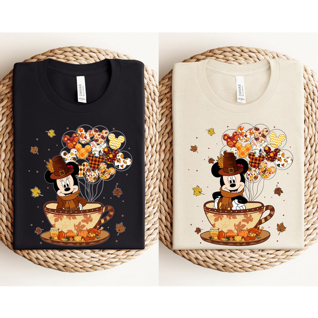 Mickey and Minnie Fall Balloon Tea Cup Comfort Colors® Shirt, Disney ...