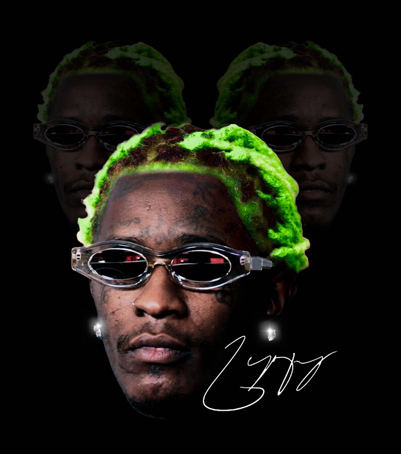 YOUNG THUG PNG Rap Tee Concert Merch Kanye Thugger Slime Season Green ...