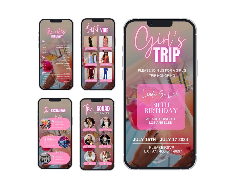 Girls Trip Itinerary, Itinerary Template, Travel Itinerary, Birthday ...