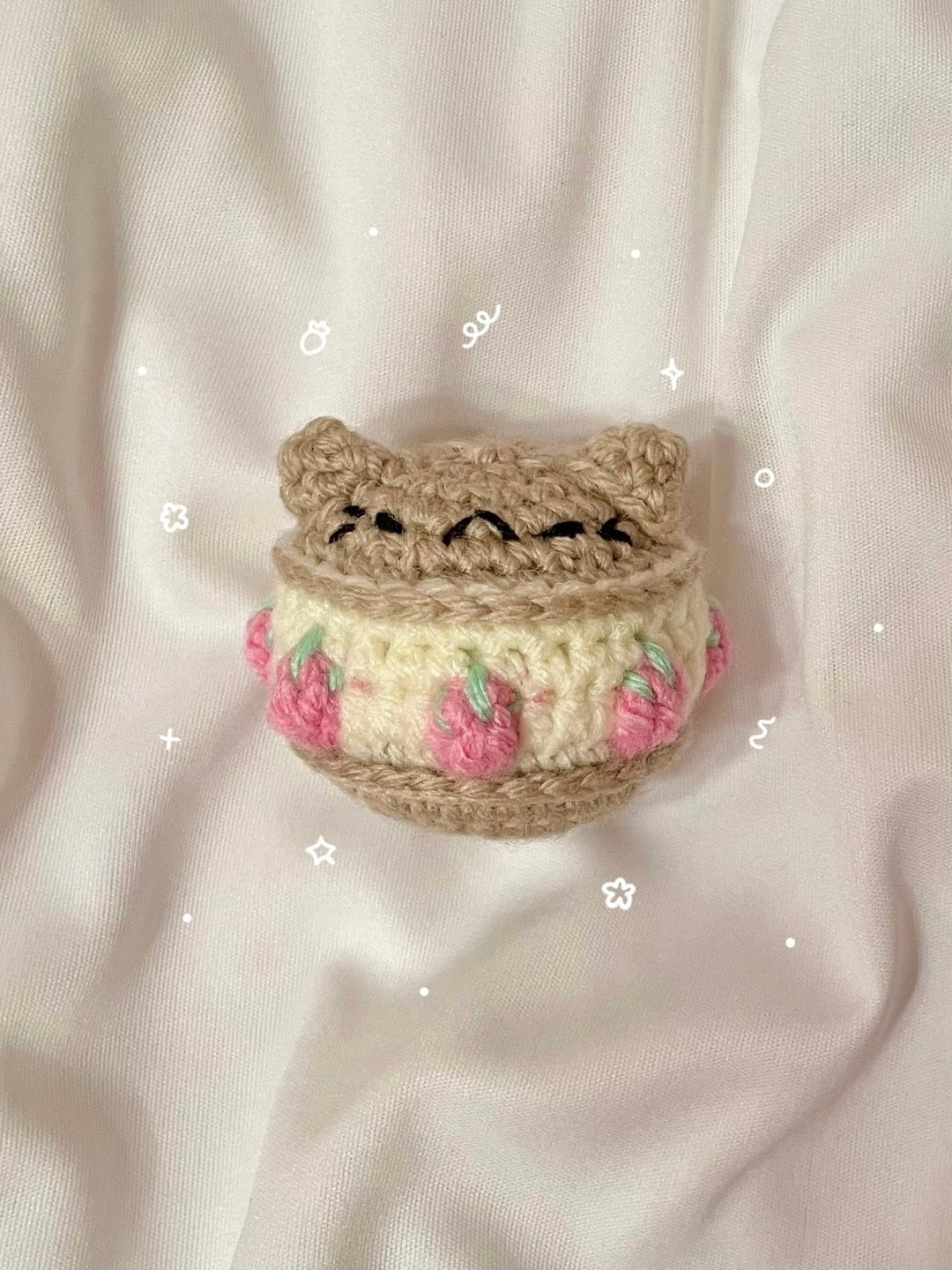 Crochet Strawberry Cat Puff Super Cute, Small, Puff Pastry, Animal - Etsy