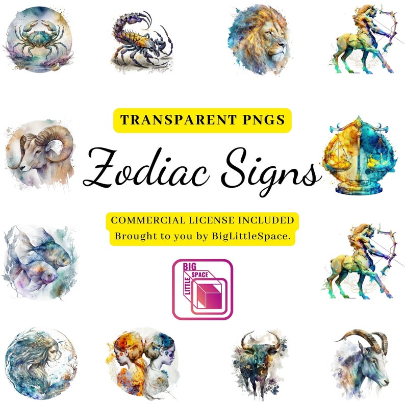 Zodiac Signs Clipart Astrological Horoscope Commercial Use - Etsy
