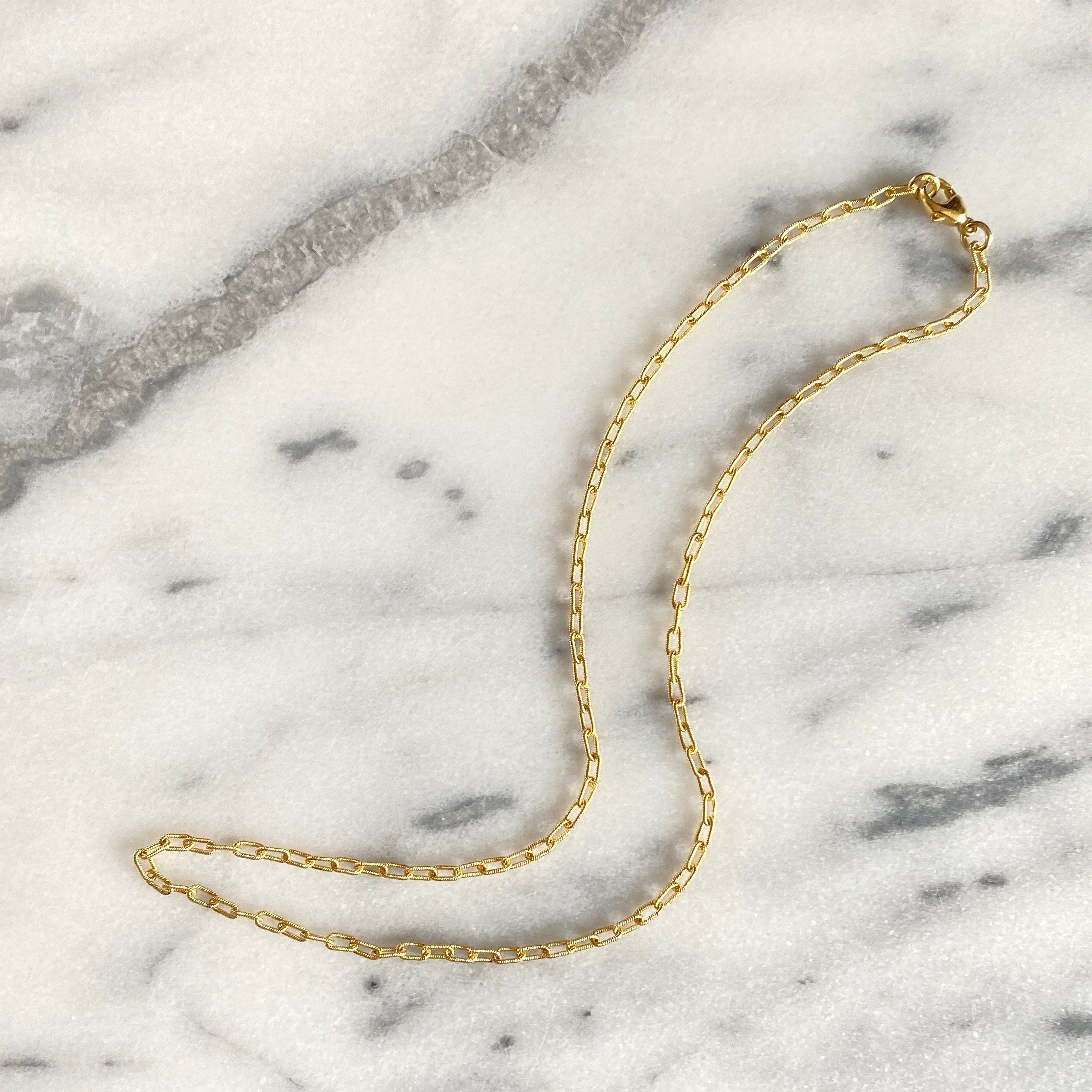 18K Vintage Textured Link Chain Necklace - Etsy