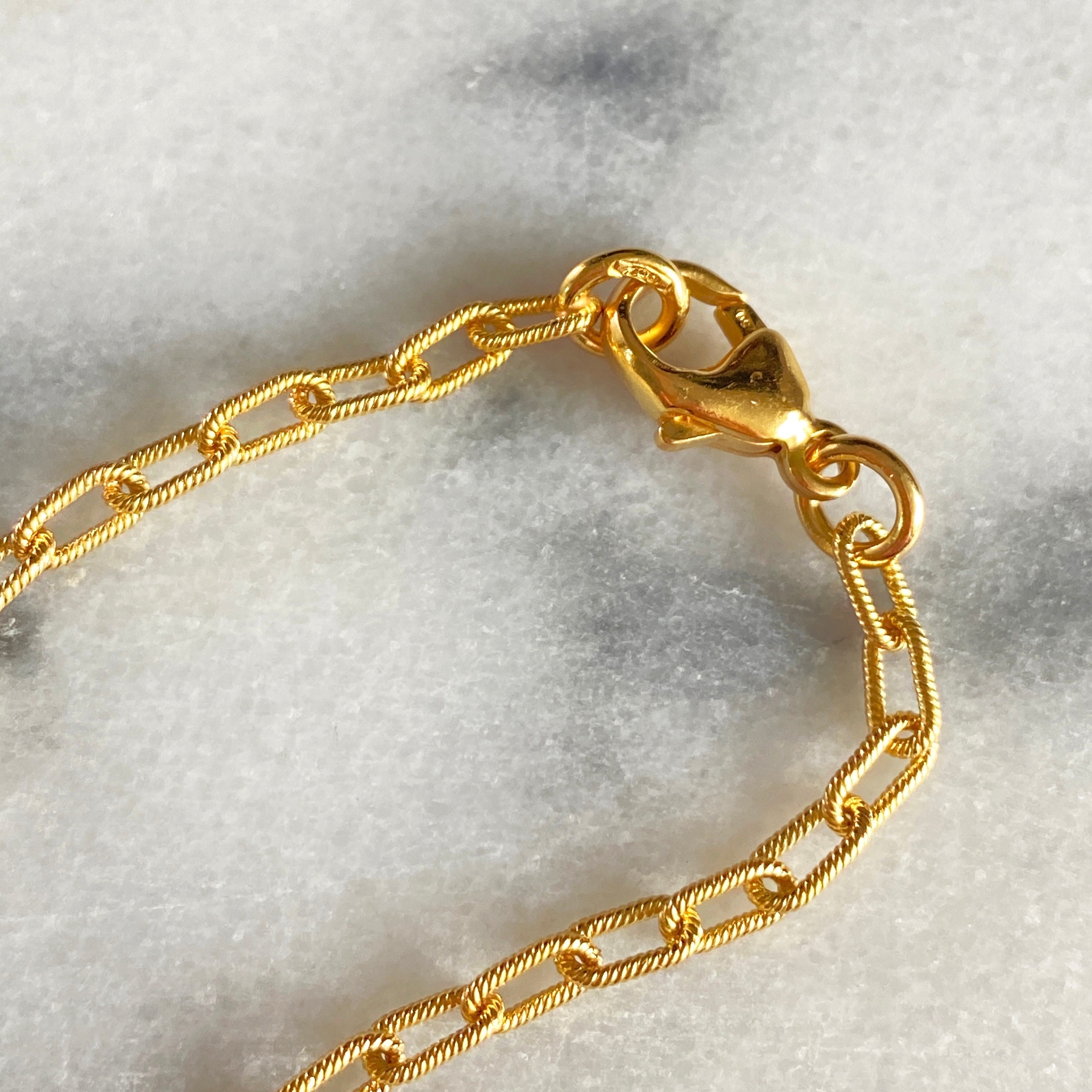 18K Vintage Textured Link Chain Necklace - Etsy