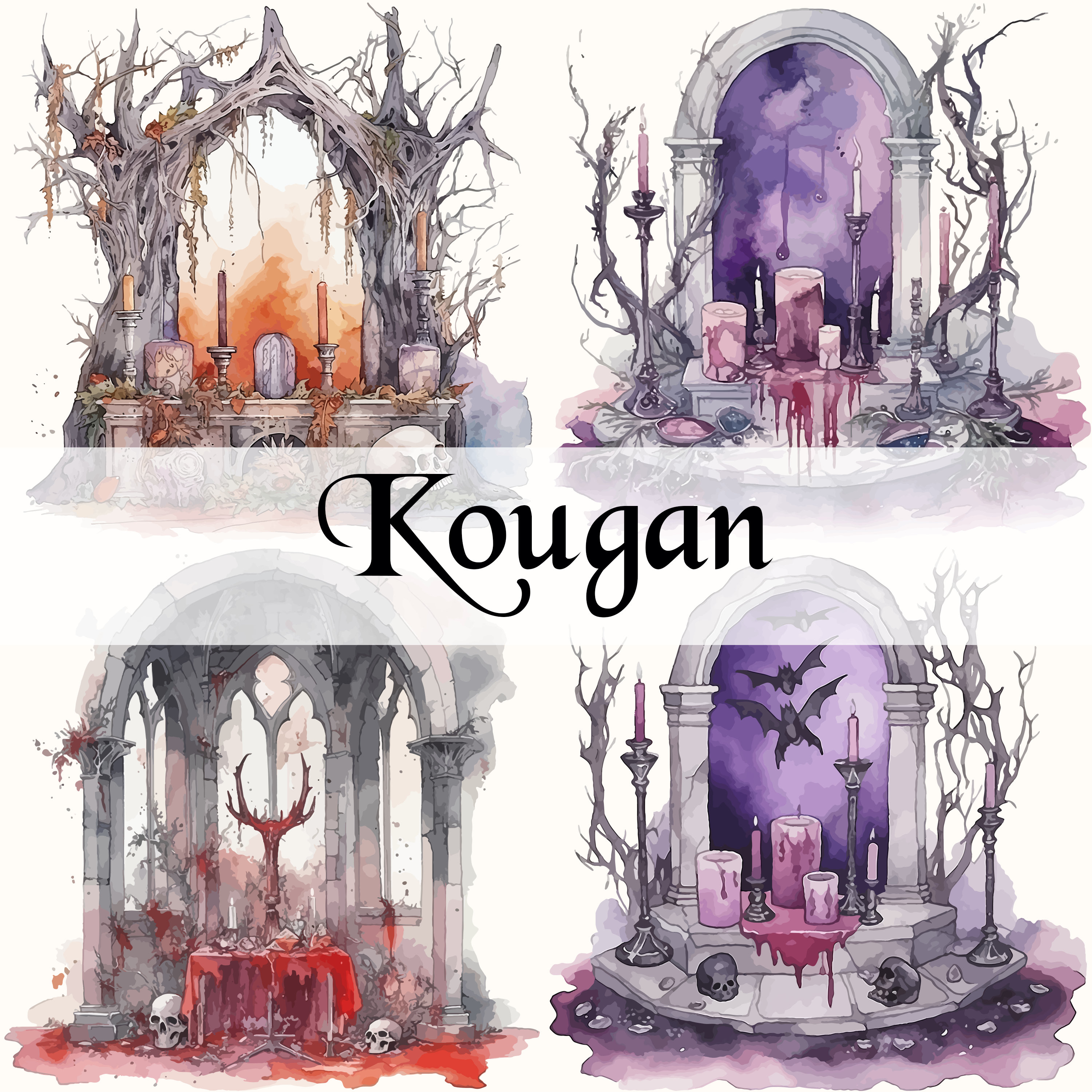 Watercolor Dark Fantasy Altar Clipart Bundle SVG PNG Magic - Etsy