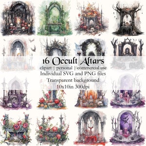 Watercolor Dark Fantasy Altar Clipart Bundle SVG PNG Magic - Etsy
