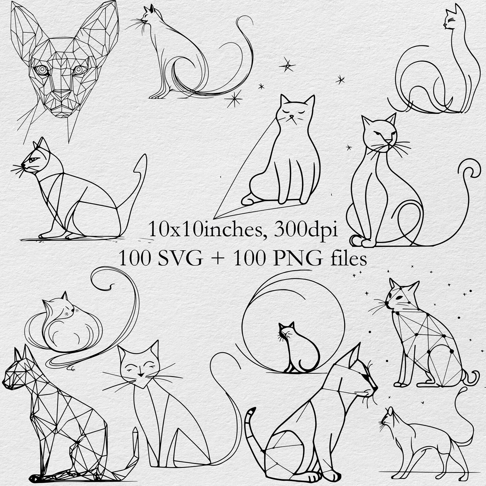 40 Cat Designs Svg Bundle, Cat Clipart, Kitten, Minimalistic Cat Tattoo, Line Art Tattoo Design ...