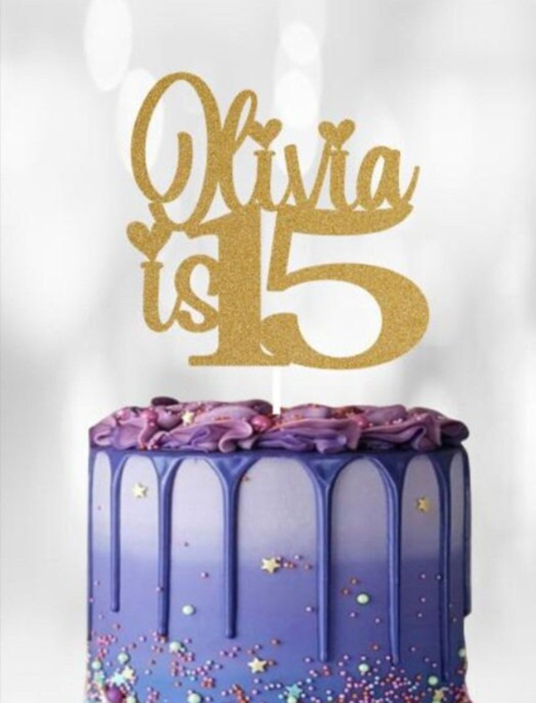 15th Birthday Cake Topper, Custom 15th Birthday Cake Topper, 15th Cake ...