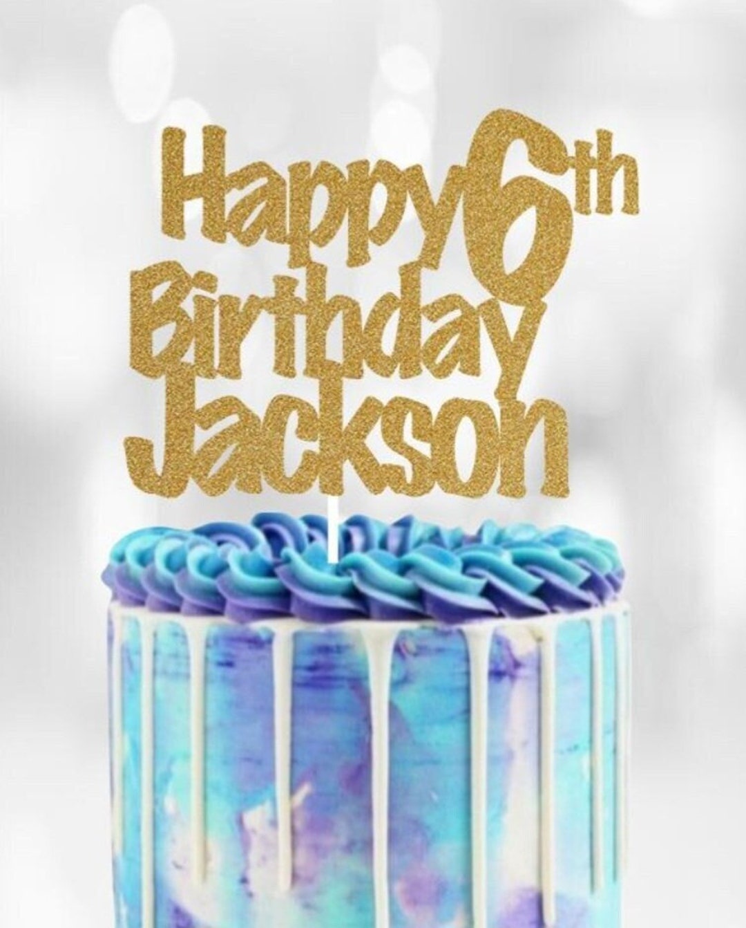 Happy 6th Birthday Cake Topper Custom Happy Birthday Topper Any Age ...