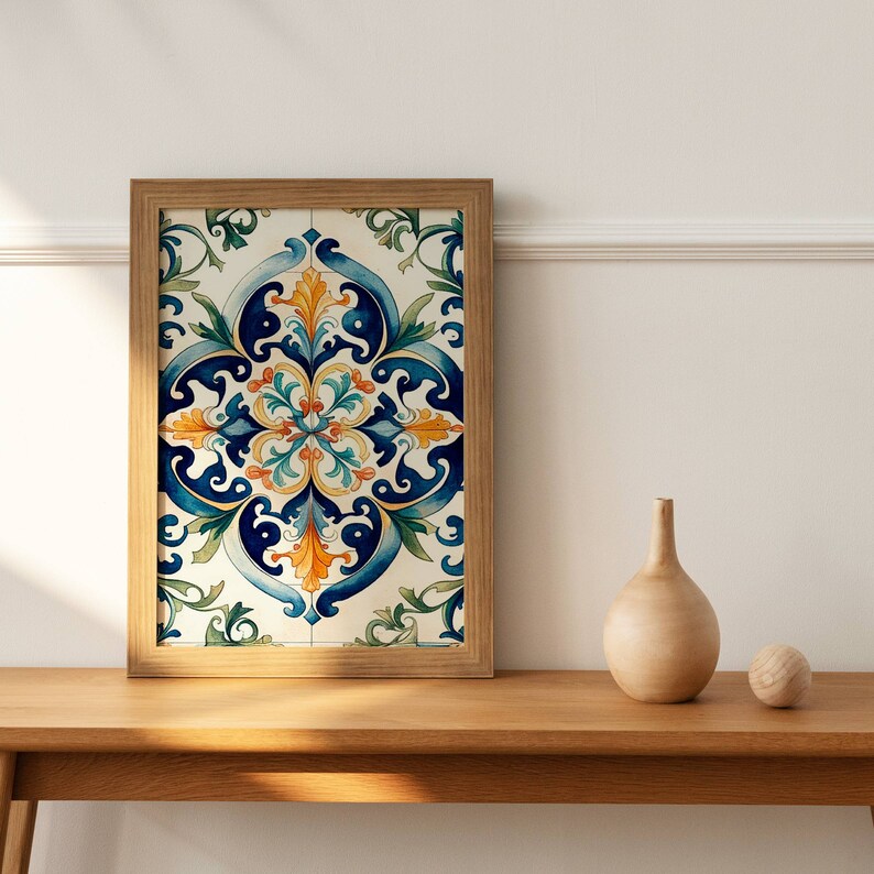 Italian Tile Patern, Printable Wall Art Decor, Set of 4 Pictures ...