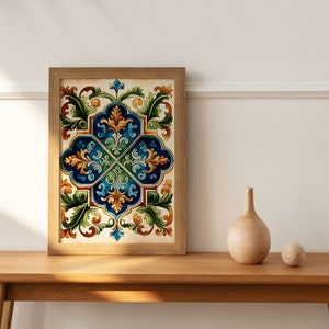 Italian Tile Patern, Printable Wall Art Decor, Set of 4 Pictures ...