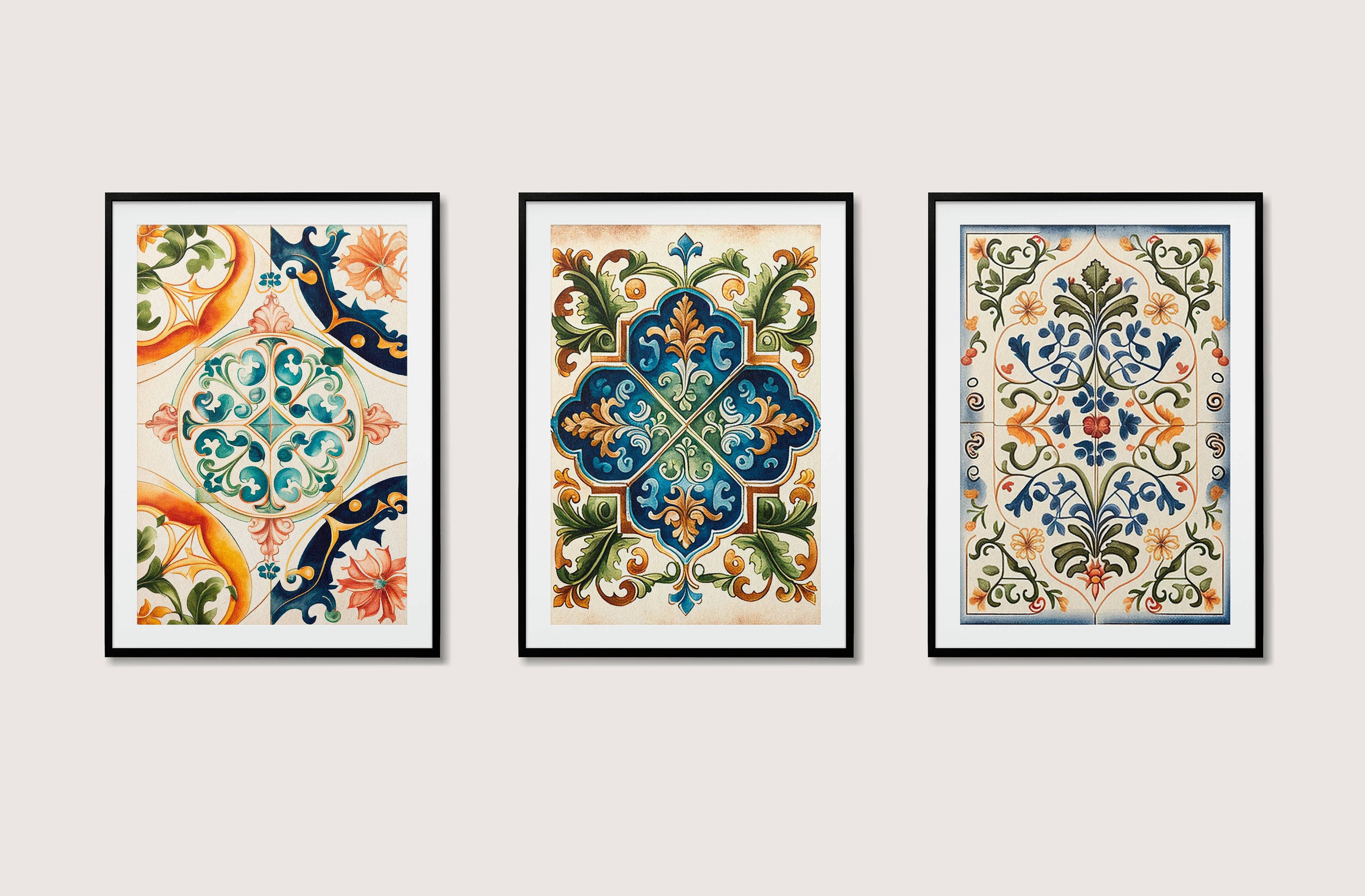 Italian Tile Patern, Printable Wall Art Decor, Set of 4 Pictures ...