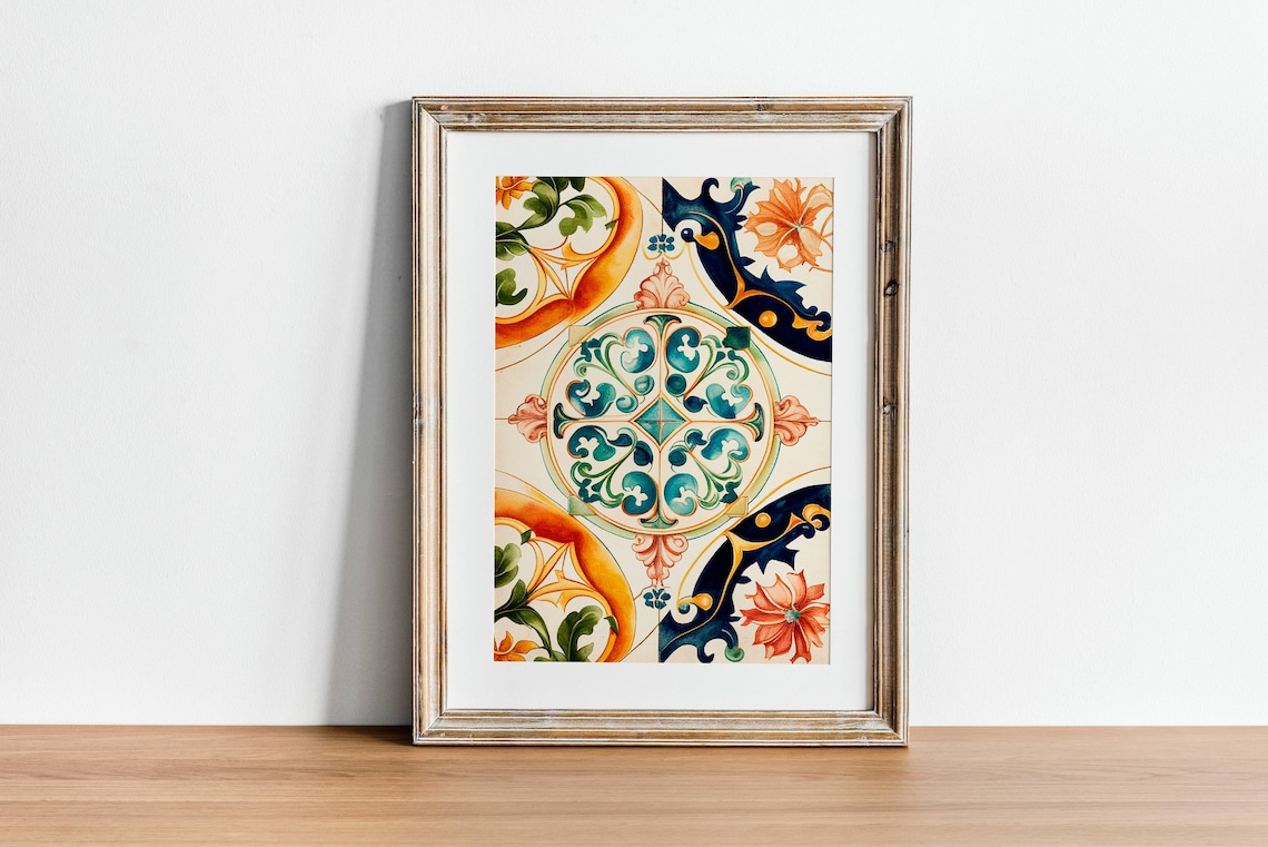 Italian Tile Patern, Printable Wall Art Decor, Set of 4 Pictures ...