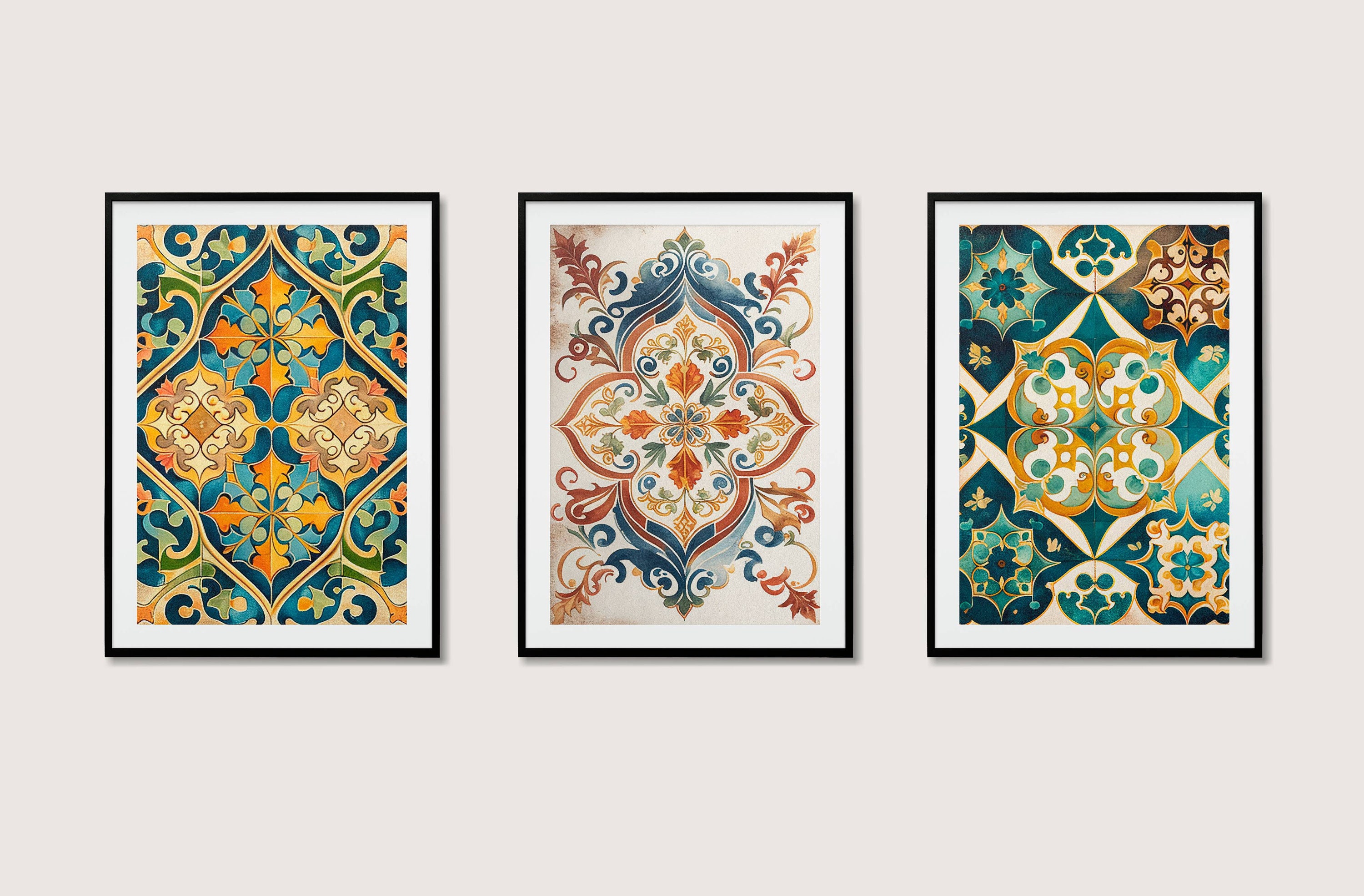 Italian Tile Patern, Printable Wall Art Decor, Set of 4 Pictures ...
