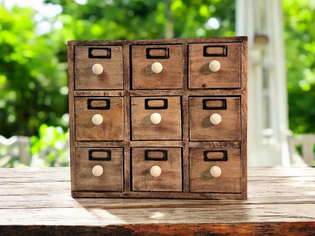 Mini Storage Drawers, Chest, Box in Solid Mango Wood With Ceramic Knobs ...