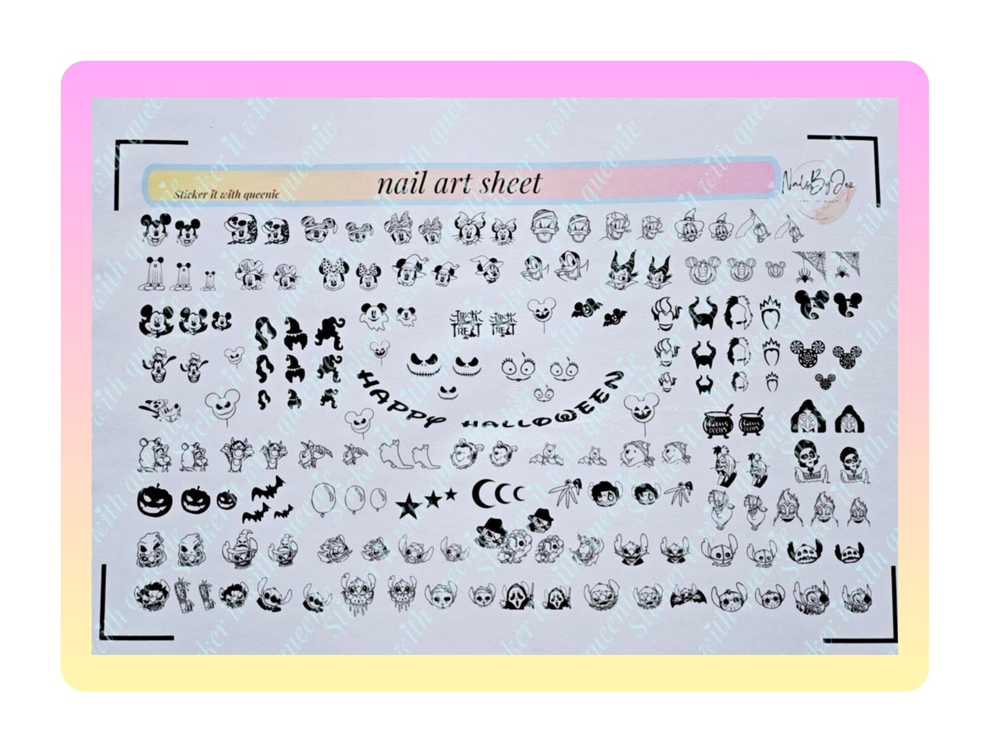 DIGITAL Download-halloween Character Nail Art Sheet. - Etsy
