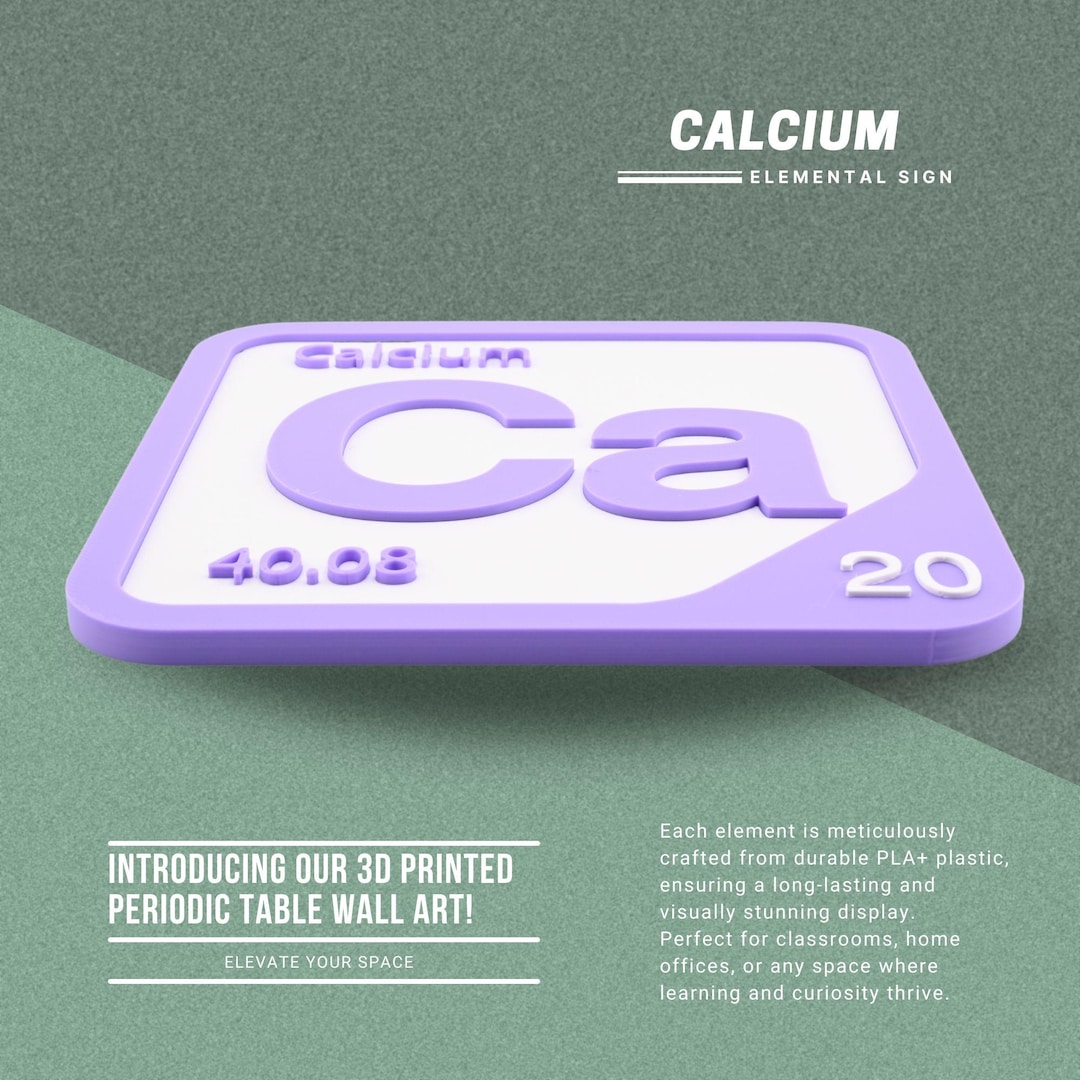 3D Printed Calcium Periodic Table Tile, Educational Wall Art for ...