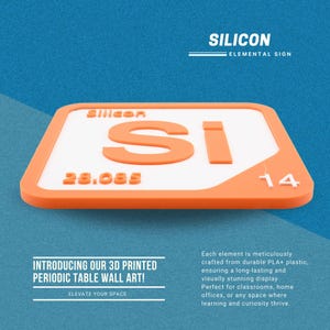 3D Printed Silicon Periodic Table Tile, Educational Wall Art for ...