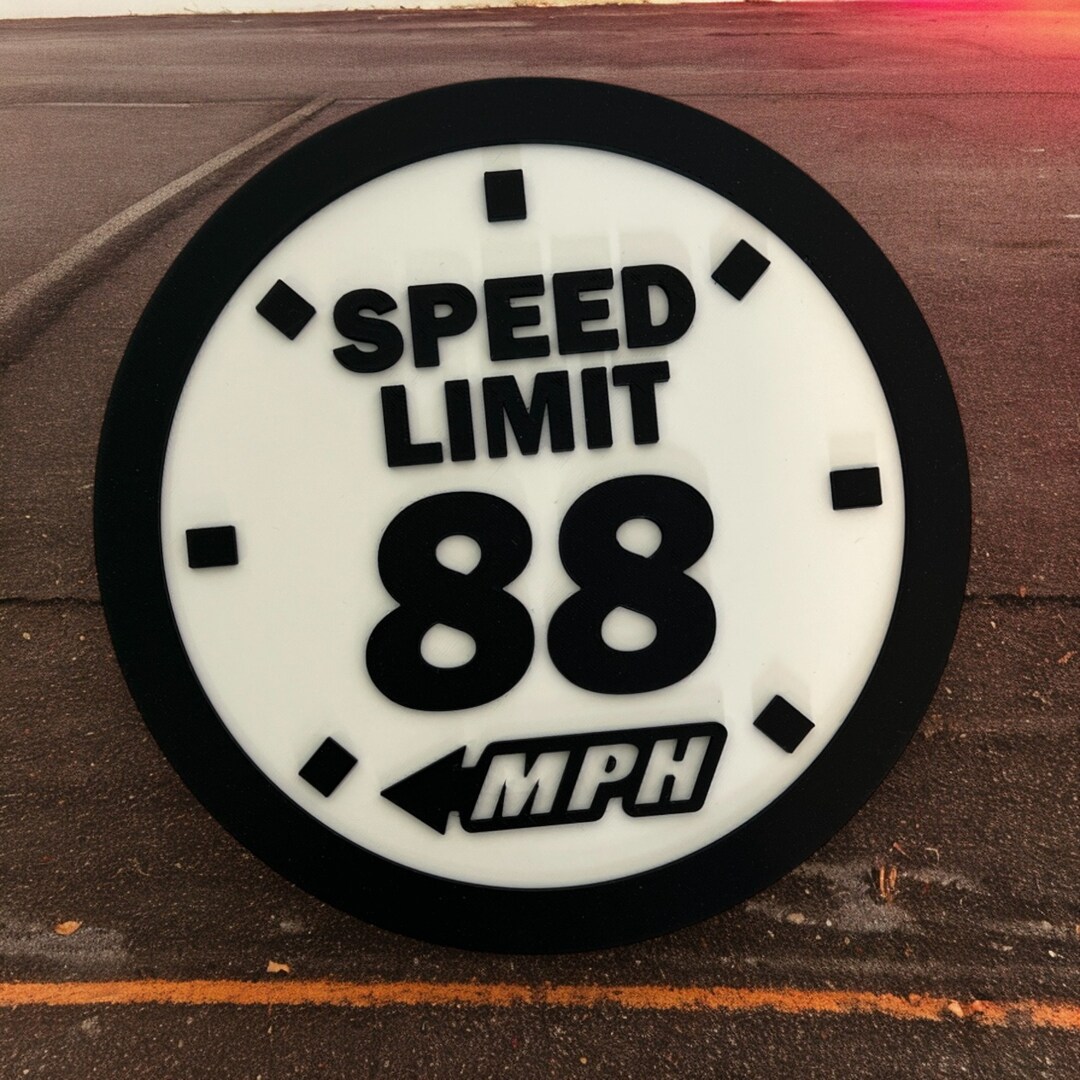 Speed Limit 88 MPH Speedometer | Delorean Inspired | White With Black ...