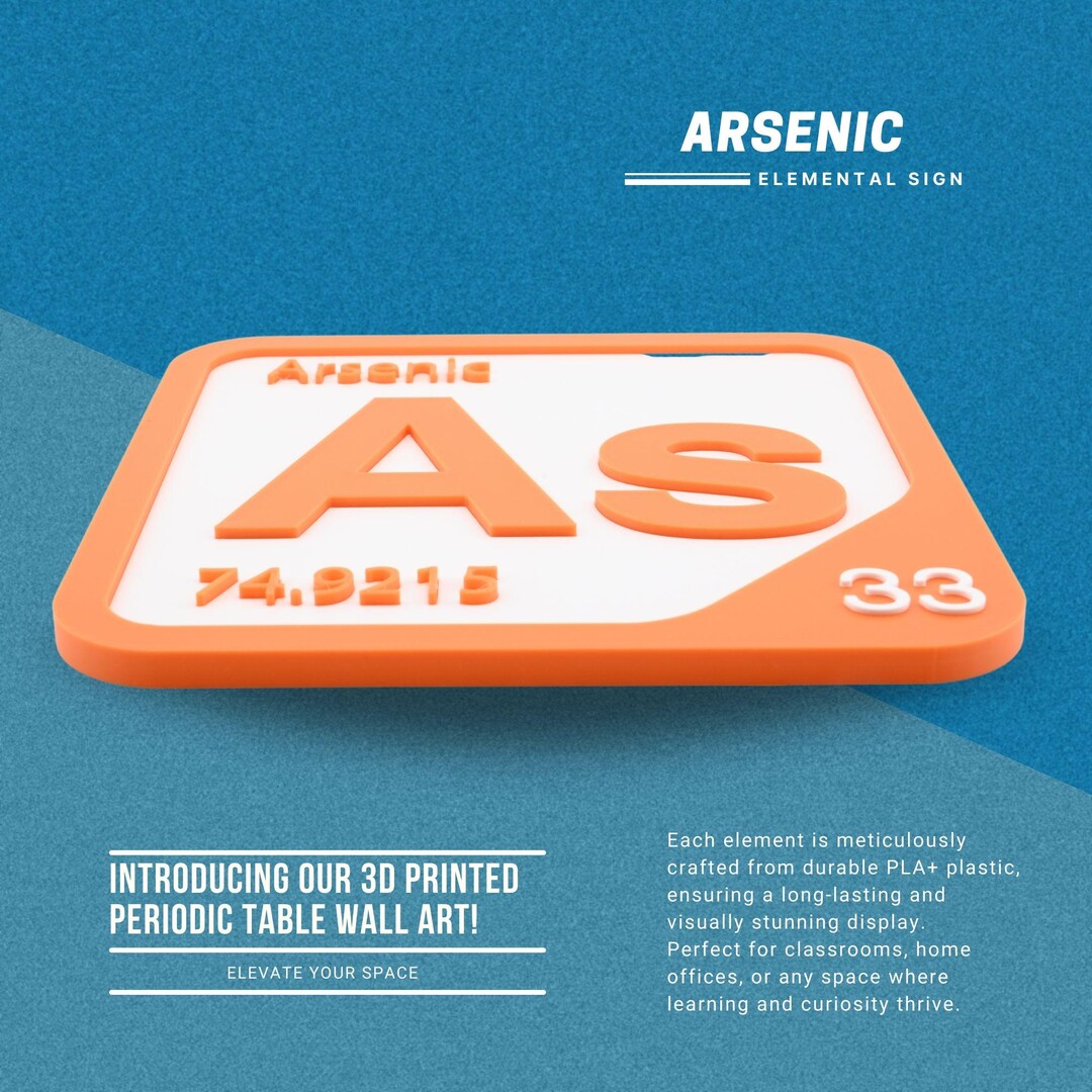 3D Printed Arsenic Periodic Table Tile, Educational Wall Art for ...