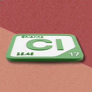3D Printed Chlorine Periodic Table Tile, Educational Wall Art for ...