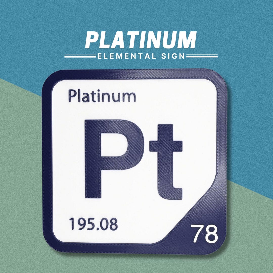 3D Printed Platinum Periodic Table Tile, Educational Wall Art for ...