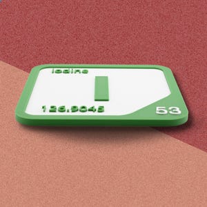 3D Printed Iodine Periodic Table Tile, Educational Wall Art for Science ...