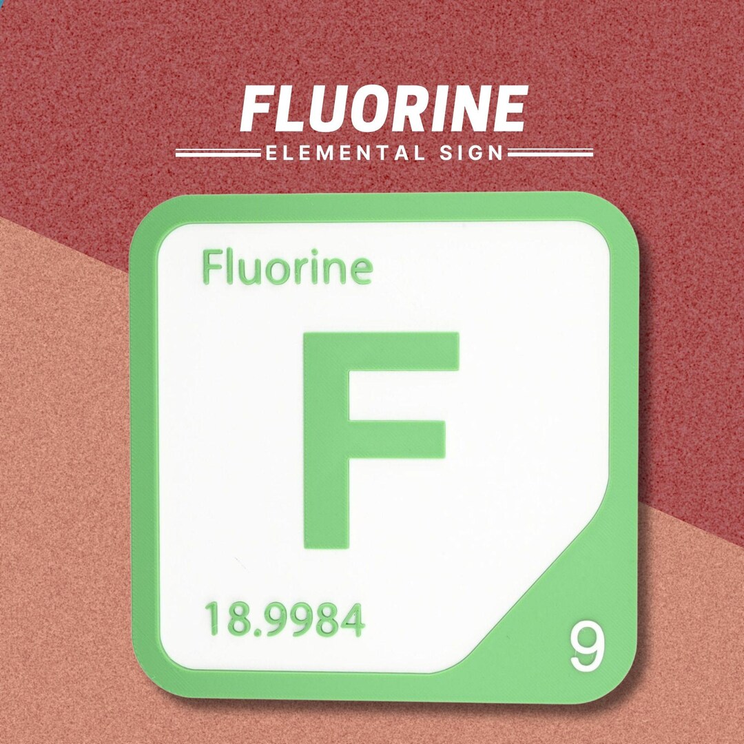 3D Printed Fluorine Periodic Table Tile, Educational Wall Art for ...