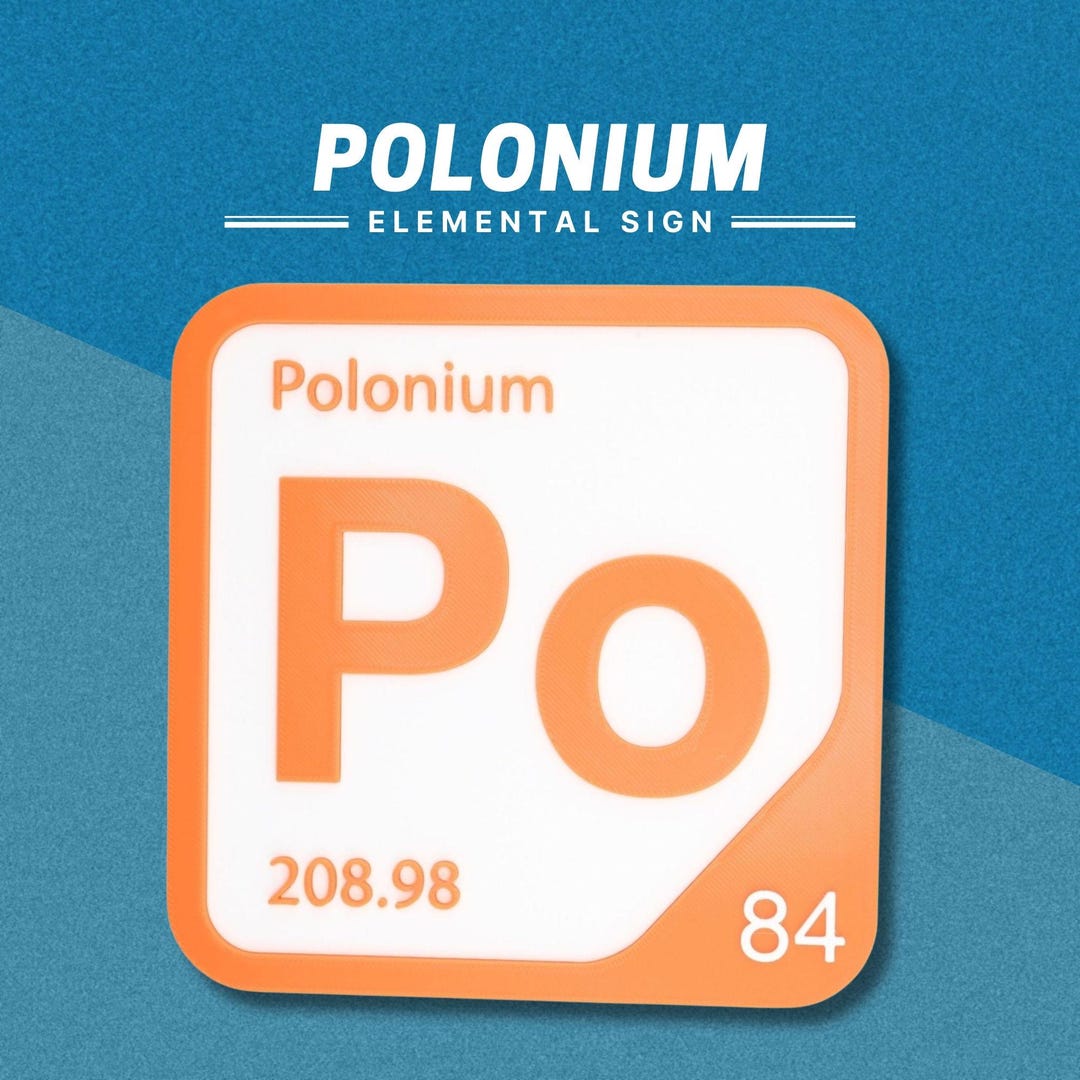 3D Printed Polonium Periodic Table Tile, Educational Wall Art for ...