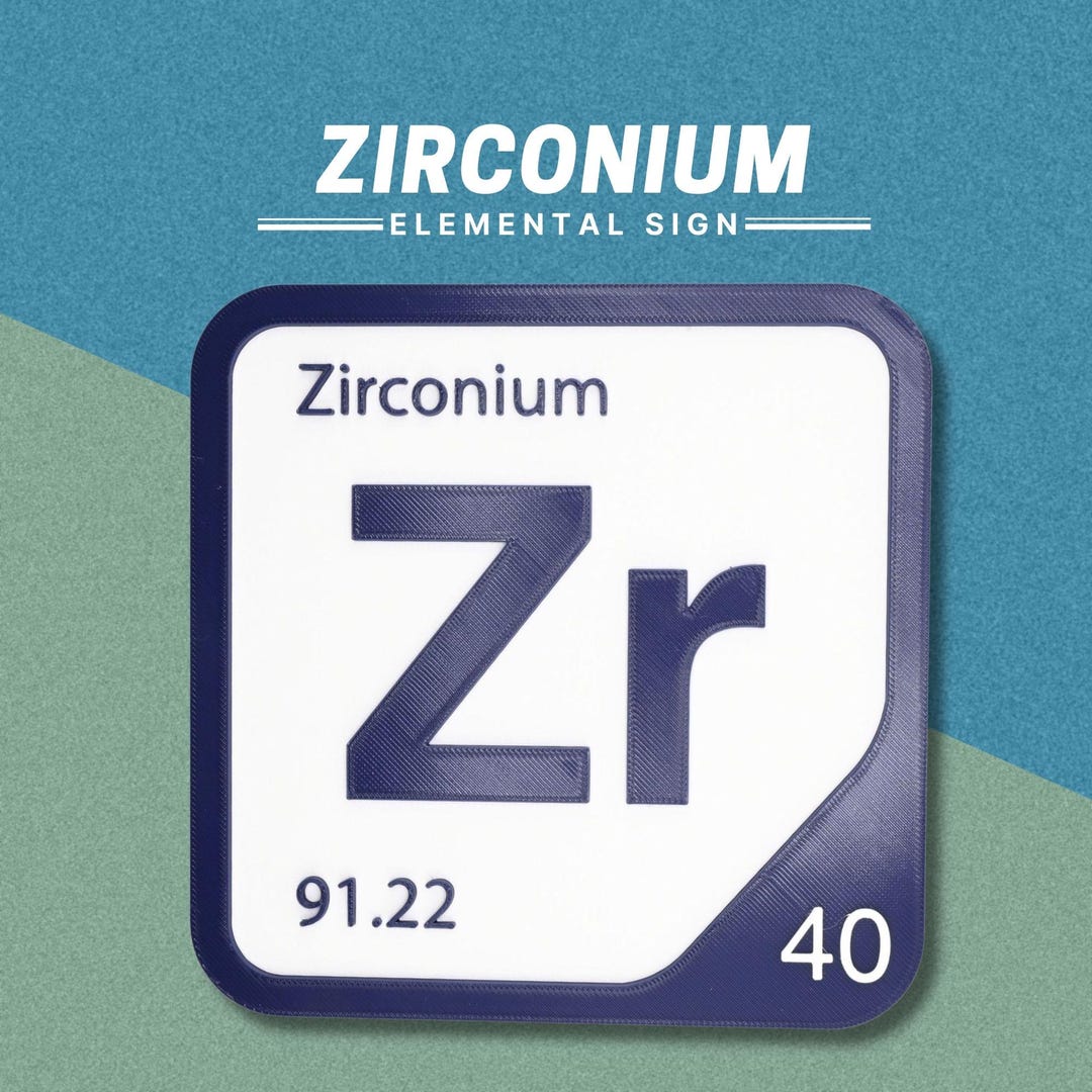3D Printed Zirconium Periodic Table Tile, Educational Wall Art for ...