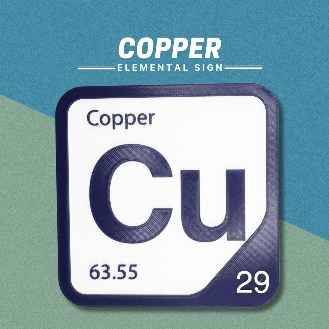3D Printed Copper Periodic Table Tile, Educational Wall Art for Science ...