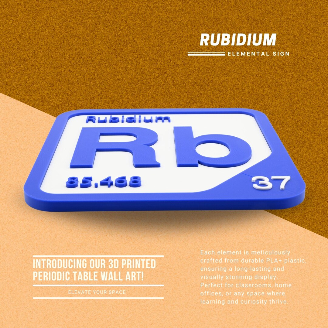3D Printed Rubidium Periodic Table Tile, Educational Wall Art for ...