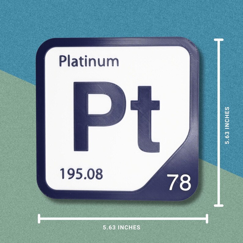 3D Printed Platinum Periodic Table Tile, Educational Wall Art for ...