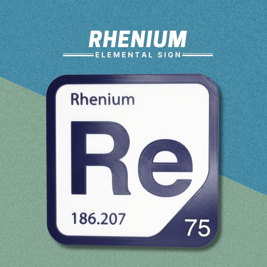 3D Printed Rhenium Periodic Table Tile, Educational Wall Art for ...
